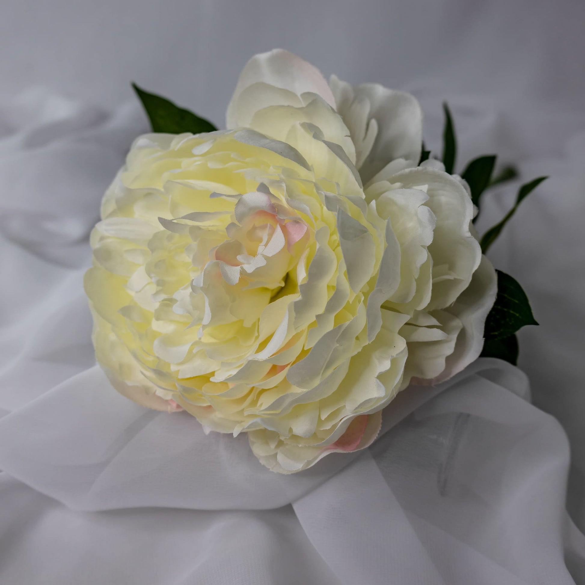White Peony Bloom Large - Realistic Artificial Flowers