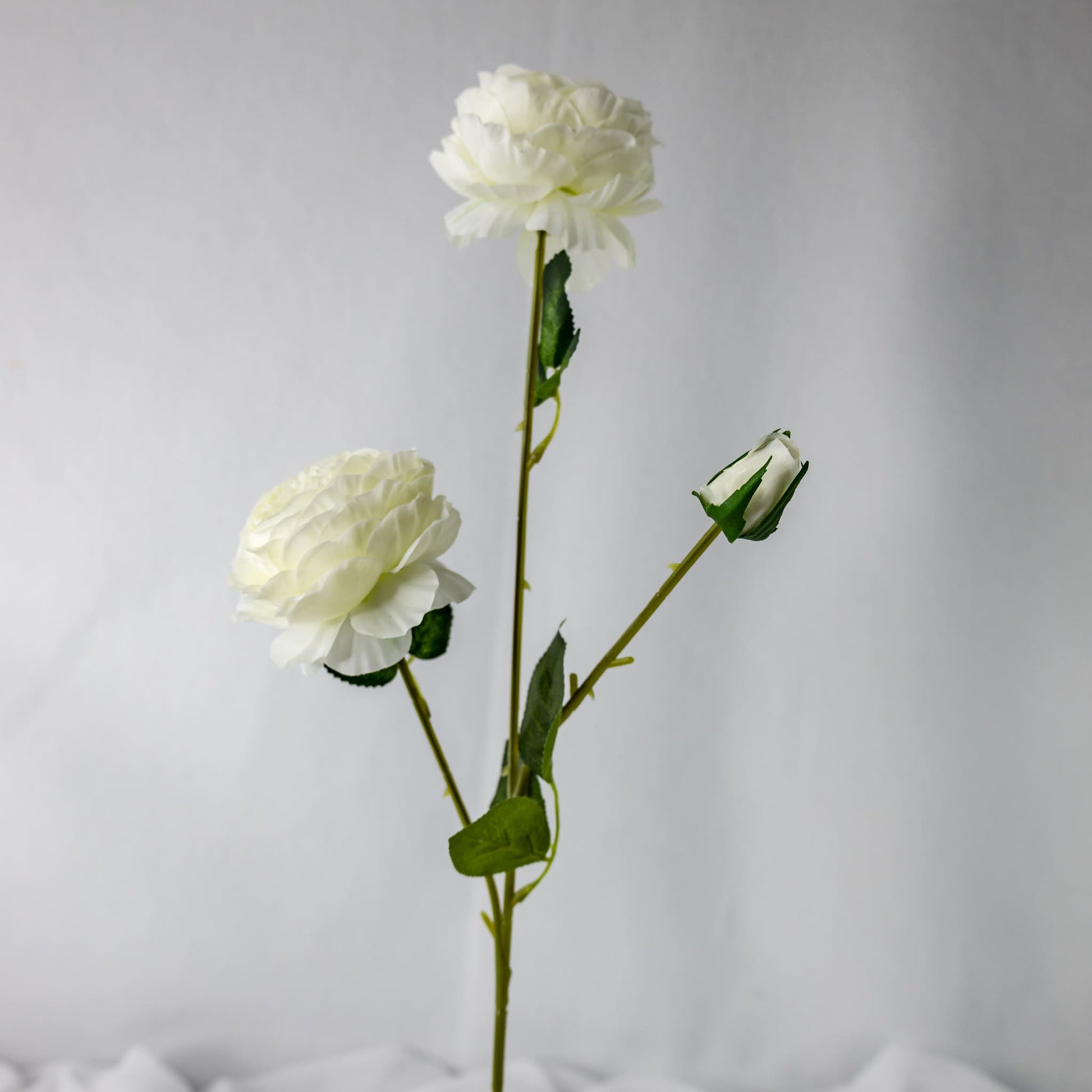 White Mini Peony Bloom - Realistic Artificial Flowers