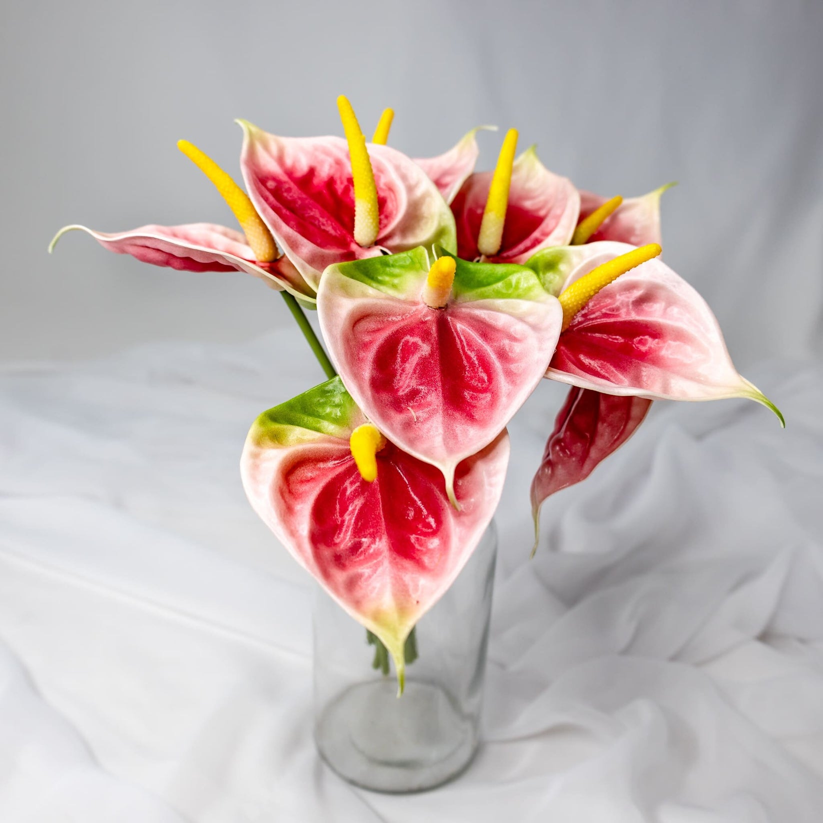 Pink/Green Small Anthurium - Realistic Artificial Flowers