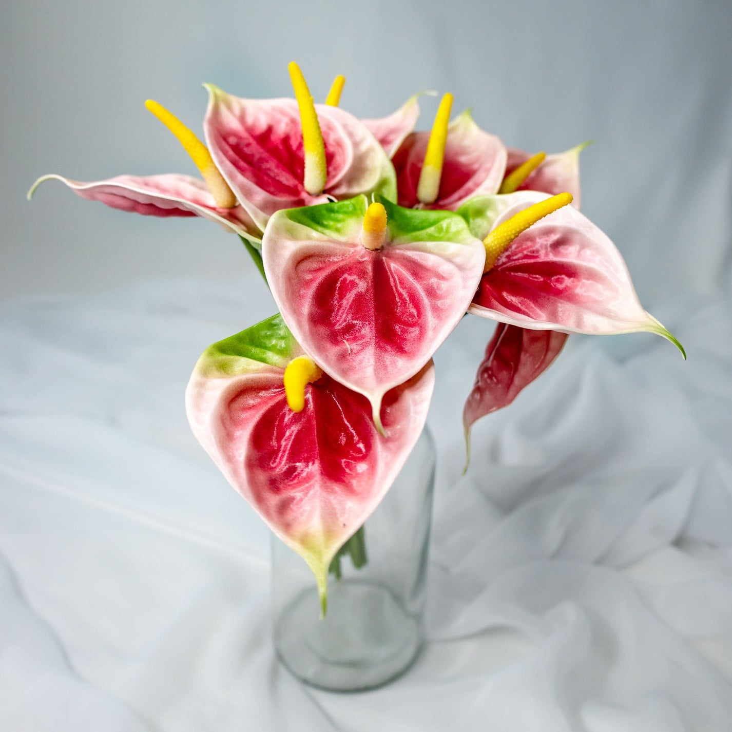 Pink/Green Small Anthurium - Realistic Artificial Flowers