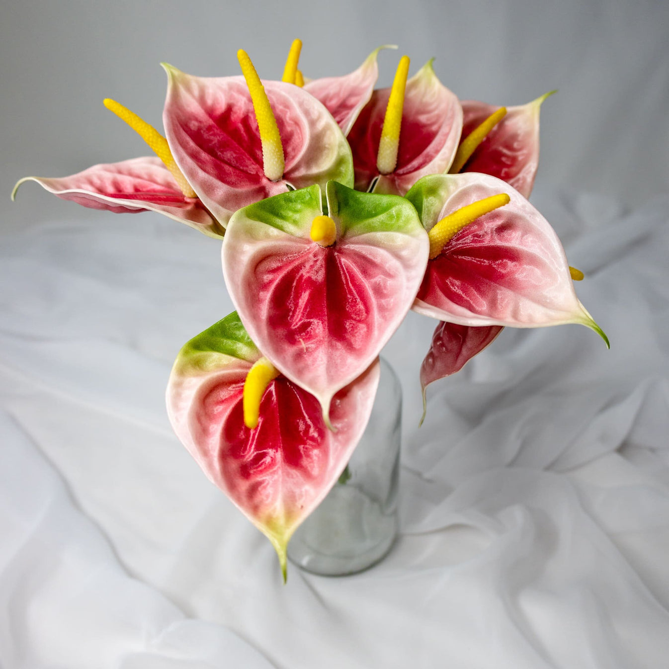 Pink/Green Small Anthurium - Realistic Artificial Flowers