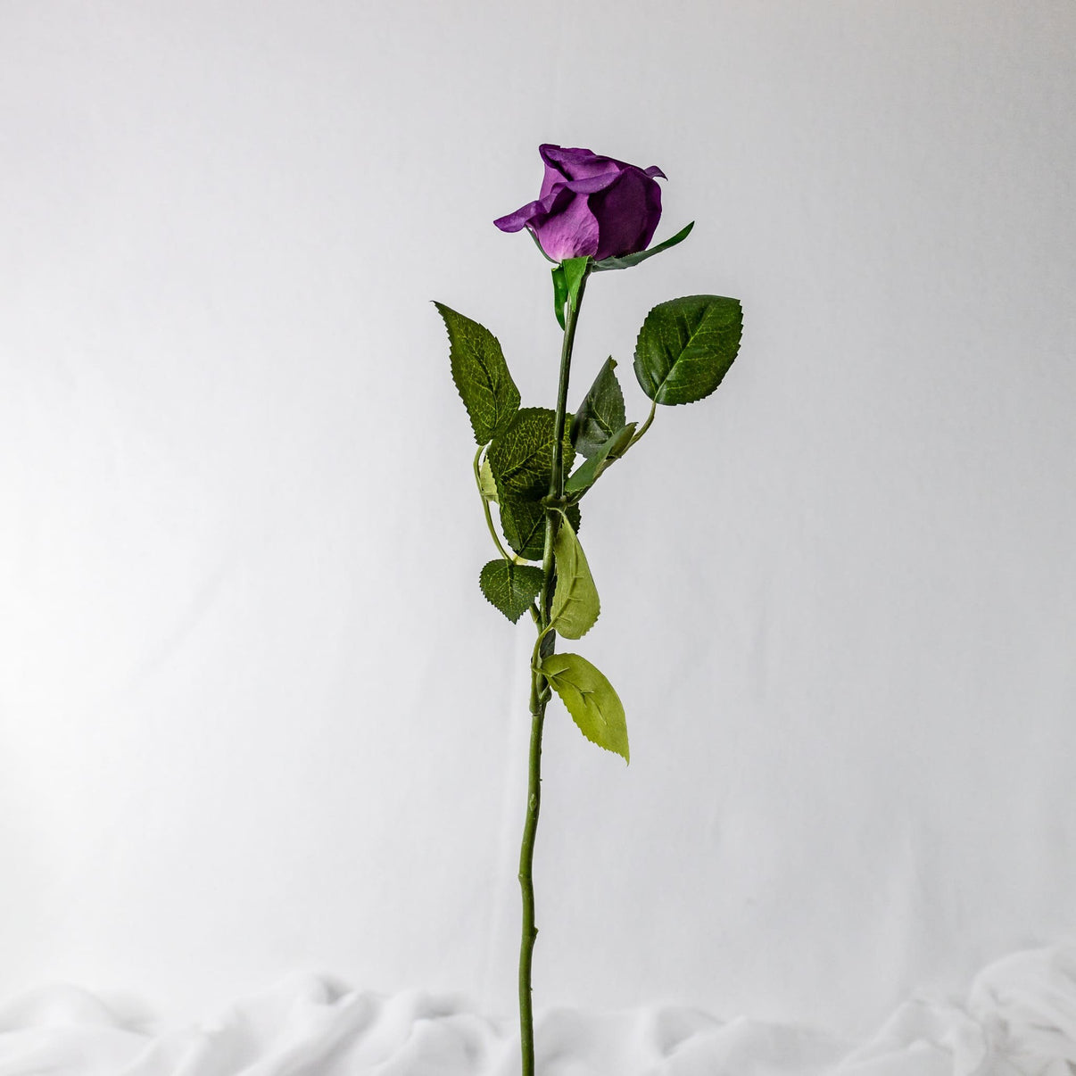 Purple Real Touch Half Bloom Rose - Realistic Artificial Flowers