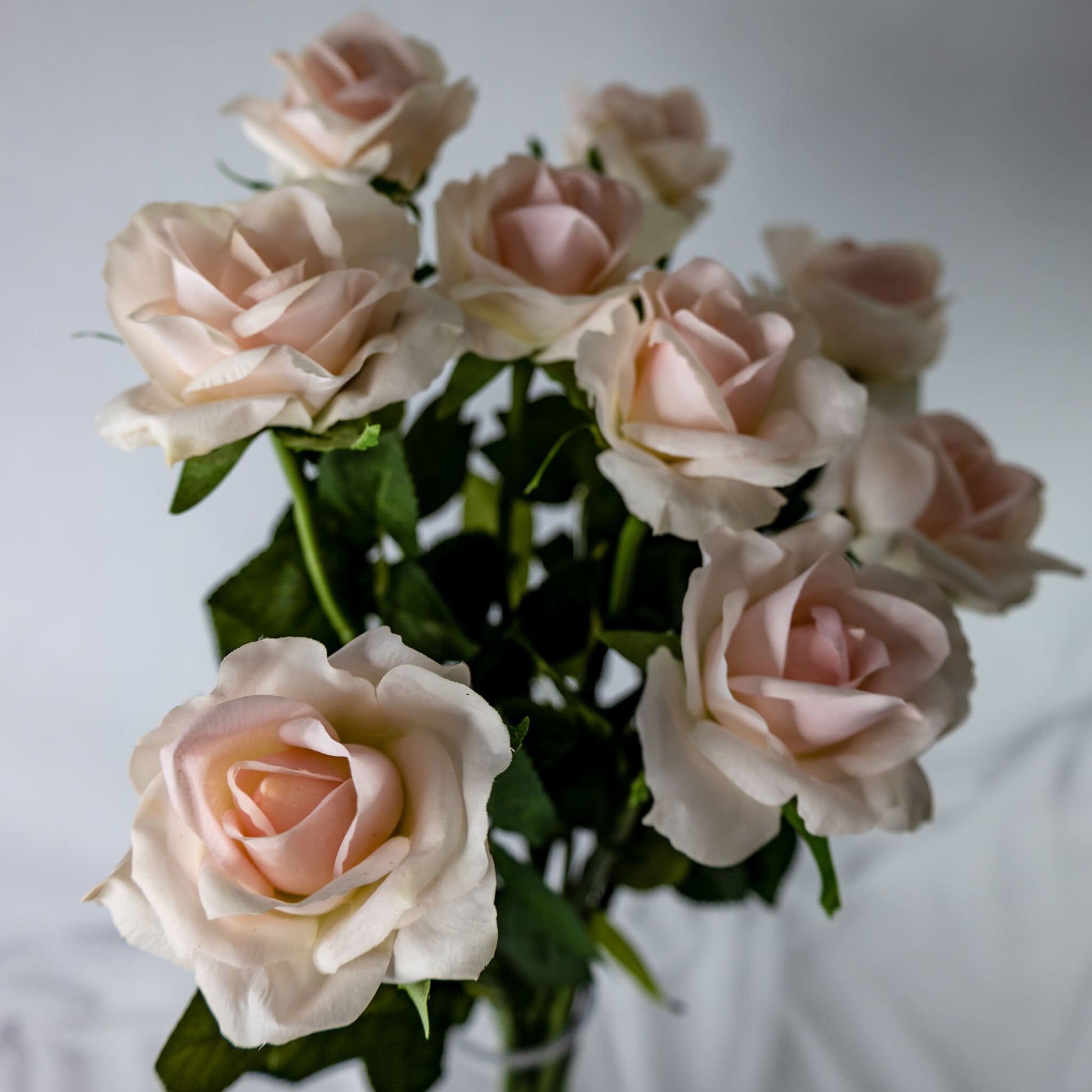 Light Pink Real Touch Open Bloom Rose - Realistic Artificial Flowers