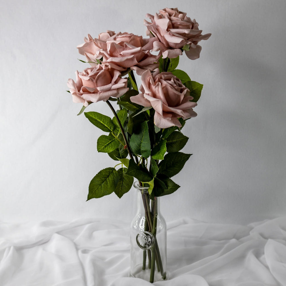 Dusty Pink Rose Real Touch Full Bloom - Realistic Artificial Flowers