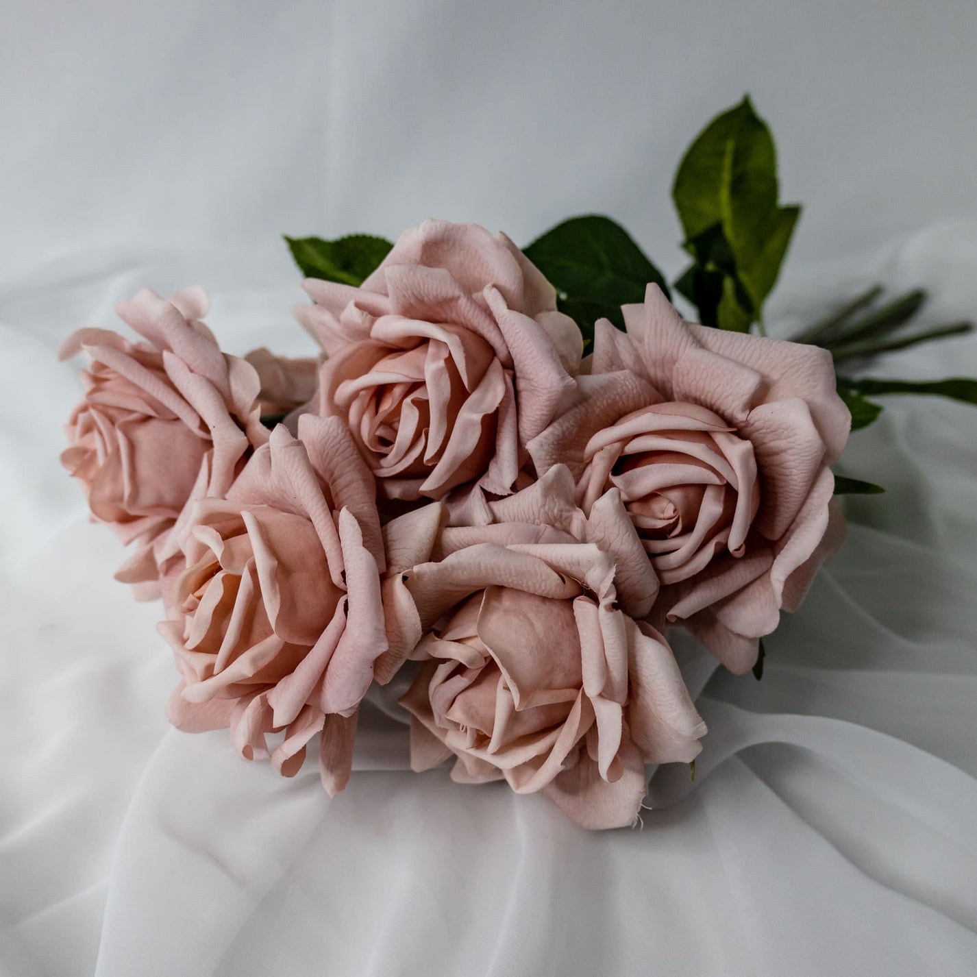 Dusty Pink Rose Real Touch Full Bloom - Realistic Artificial Flowers