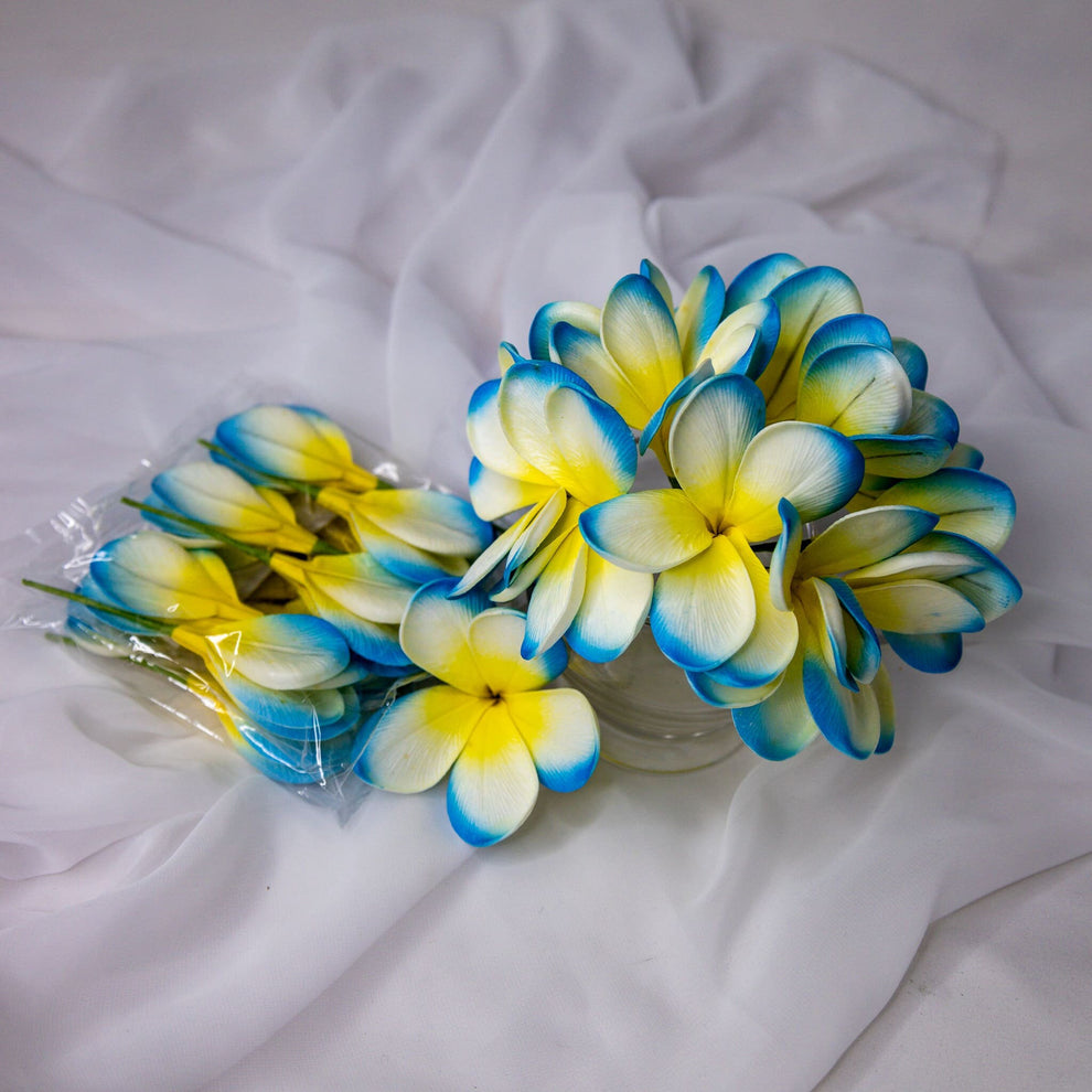 Sky Blue Frangipani Flowerhead ( 6 Pack ) -Realistic Artificial Flower ...